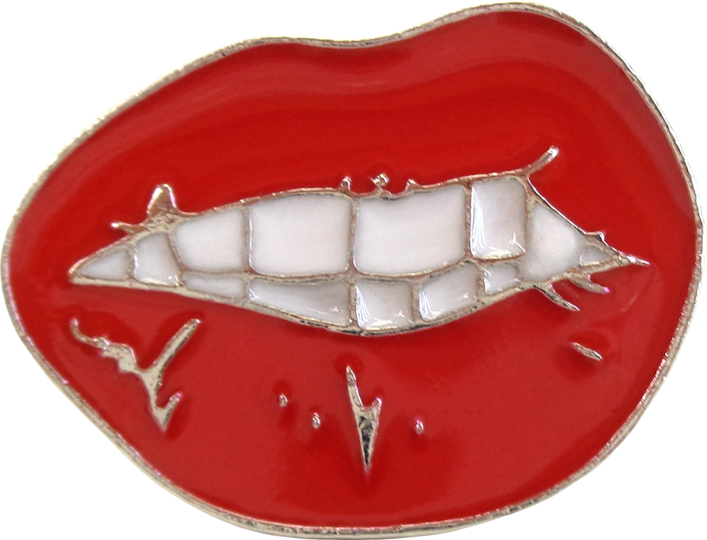 Snarling Red Lips With Teeth Showing Enamel Pin | Goblin Shark Emporium